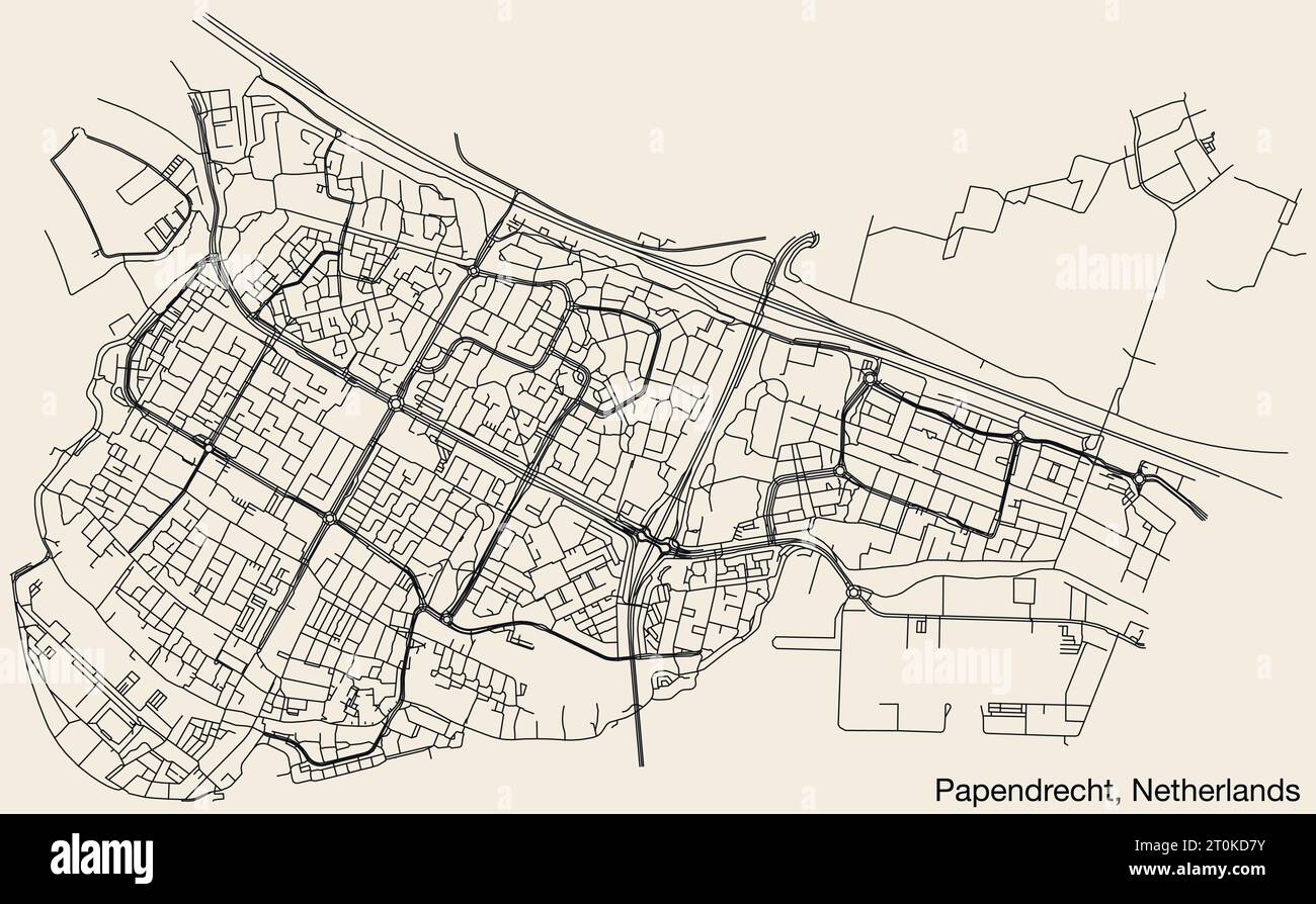 Street roads map of PAPENDRECHT, NETHERLANDS Stock Vector Image & Art ...