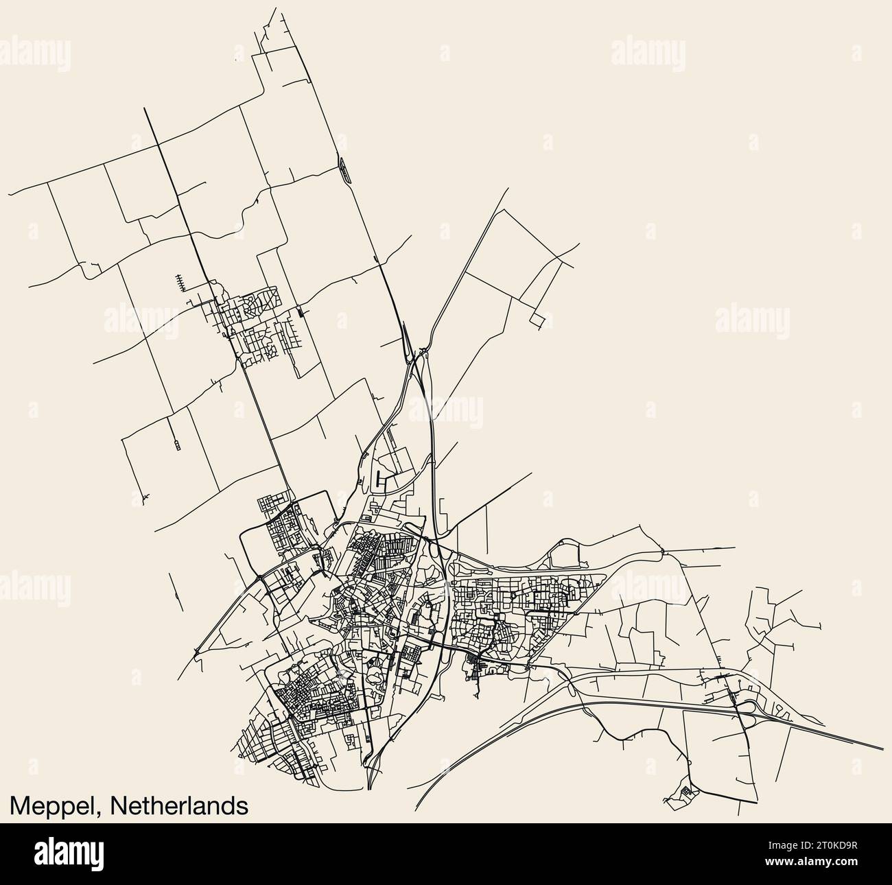 Street roads map of MEPPEL, NETHERLANDS Stock Vector Image & Art - Alamy