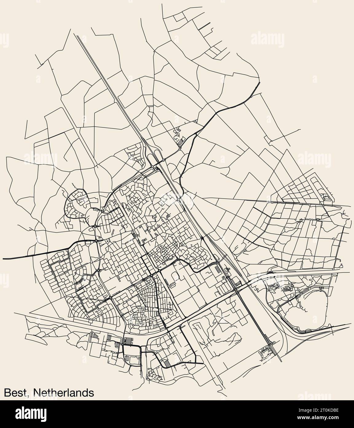 Street roads map of BEST, NETHERLANDS Stock Vector Image & Art - Alamy