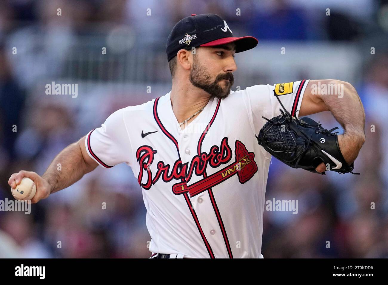 Atlanta Braves starting pitcher Spencer Strider (99) works during the ...
