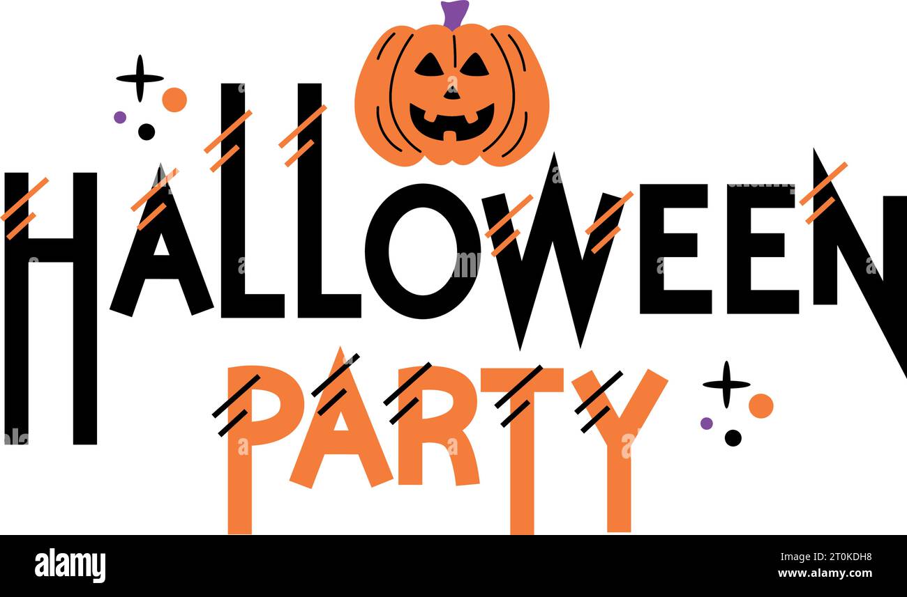 halloween party lettering design vector isolated Stock Vector Image ...