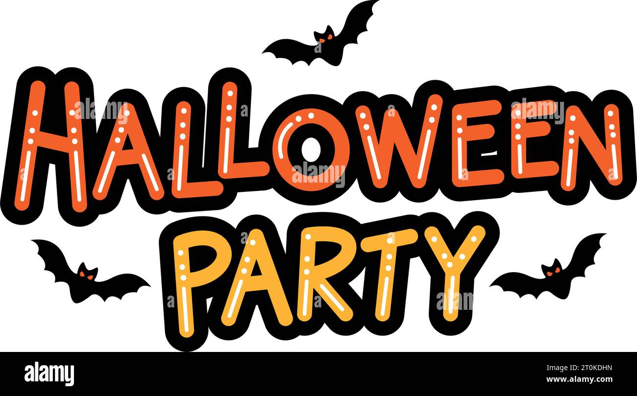 halloween party text with bats vector isolated Stock Vector Image & Art ...