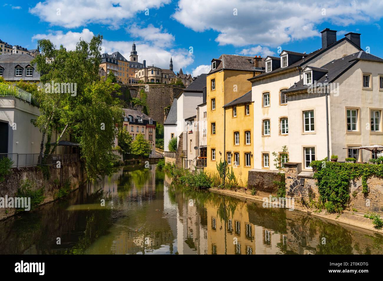 View of Grund district and Alzette river in Luxembourg City Stock Photo ...