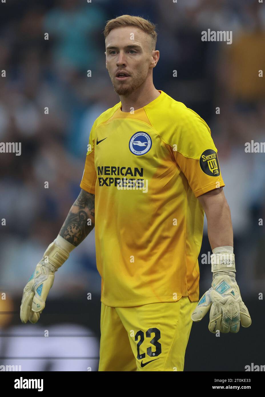 Marseille, France. 5th Oct, 2023. Jason Steele of Brighton reacts ...