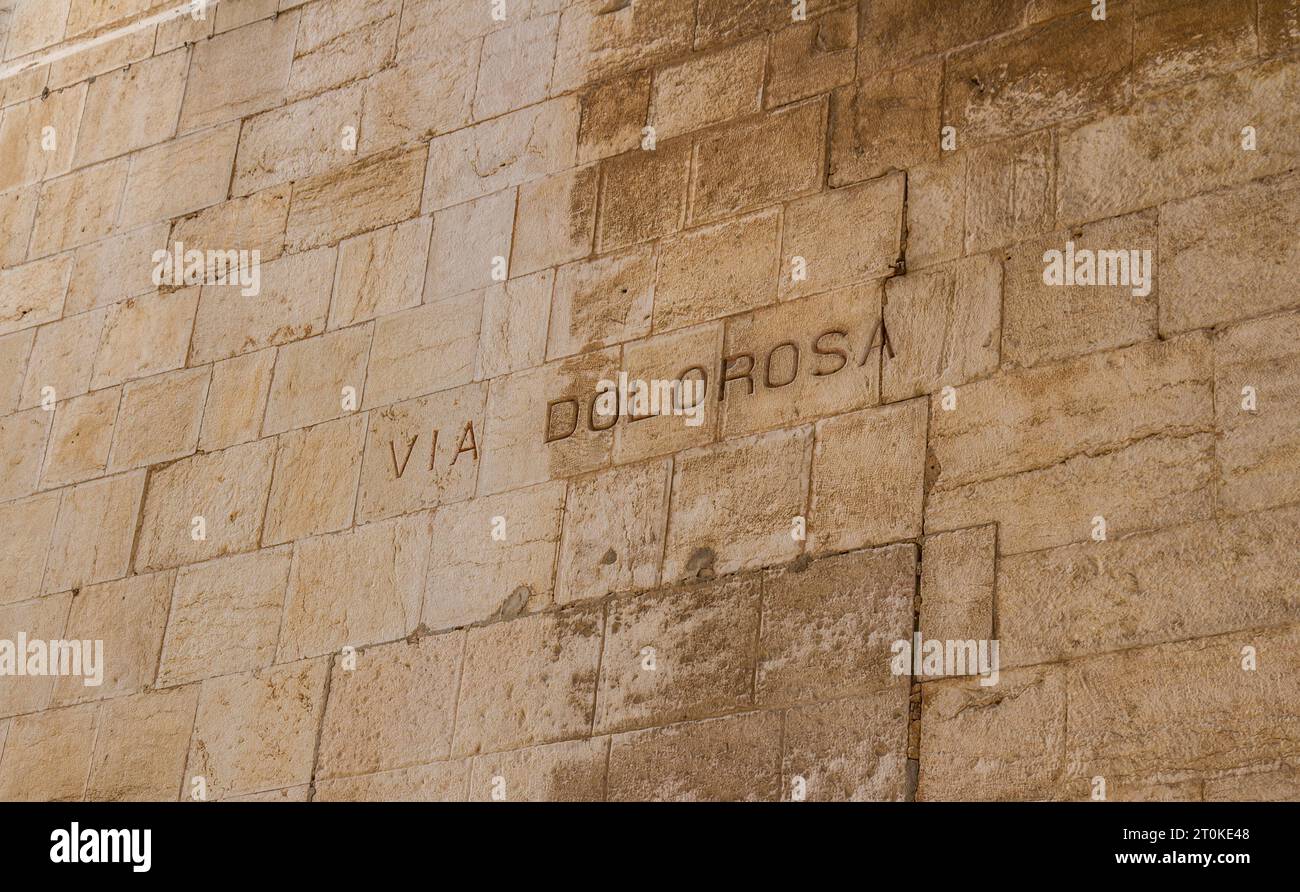 Via Dolorosa Jerusalem road sign Stock Photo - Alamy