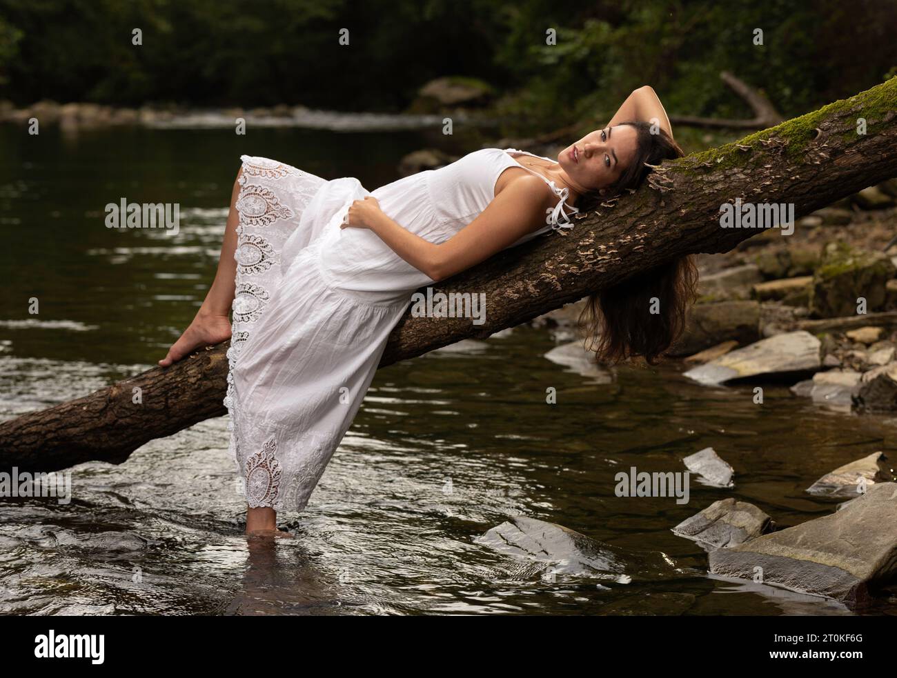 Woman lying on a log hi-res stock photography and images - Alamy