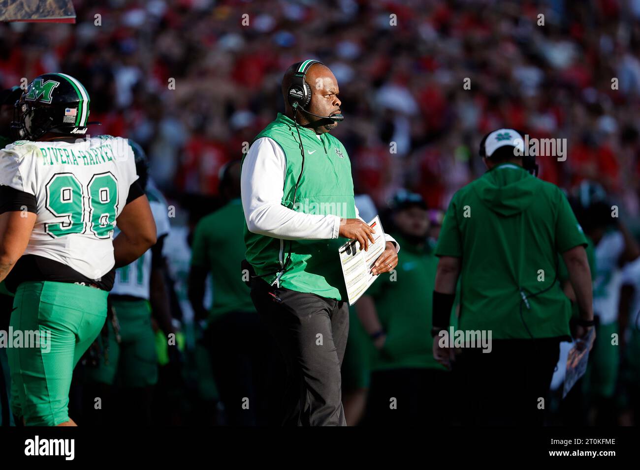 Marshall head coach Charles Huff watches from the sideline during the ...