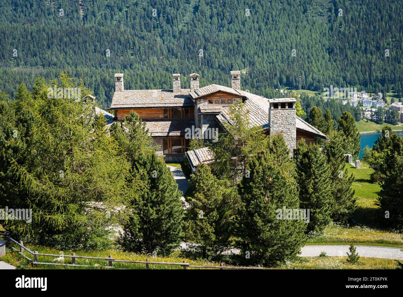 Switzerland, St.Moritz - June 6, 2023: city landscape with buildings ...