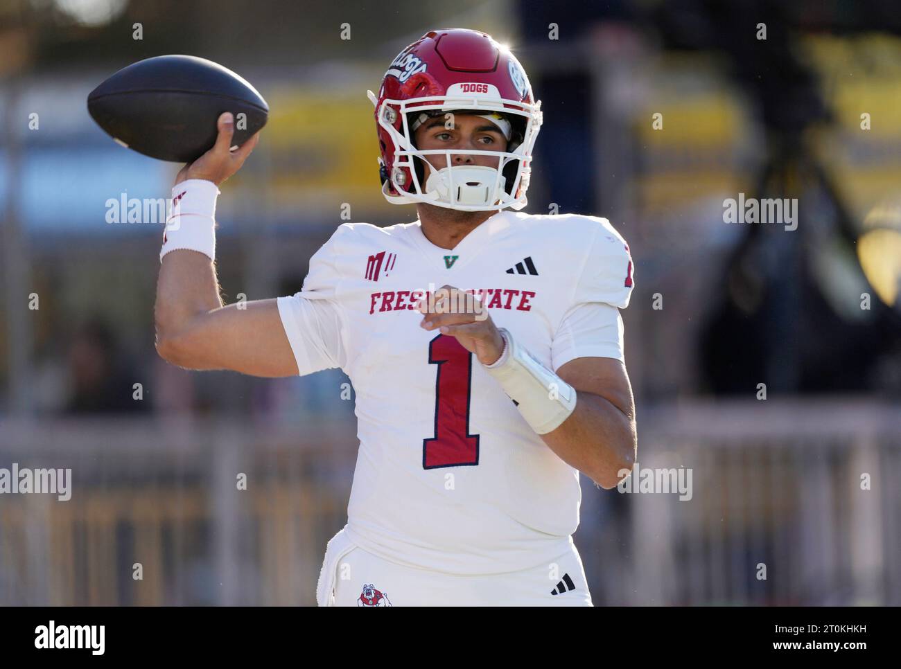 Fresno State quarterback Mikey Keene warms up for the team's NCAA ...