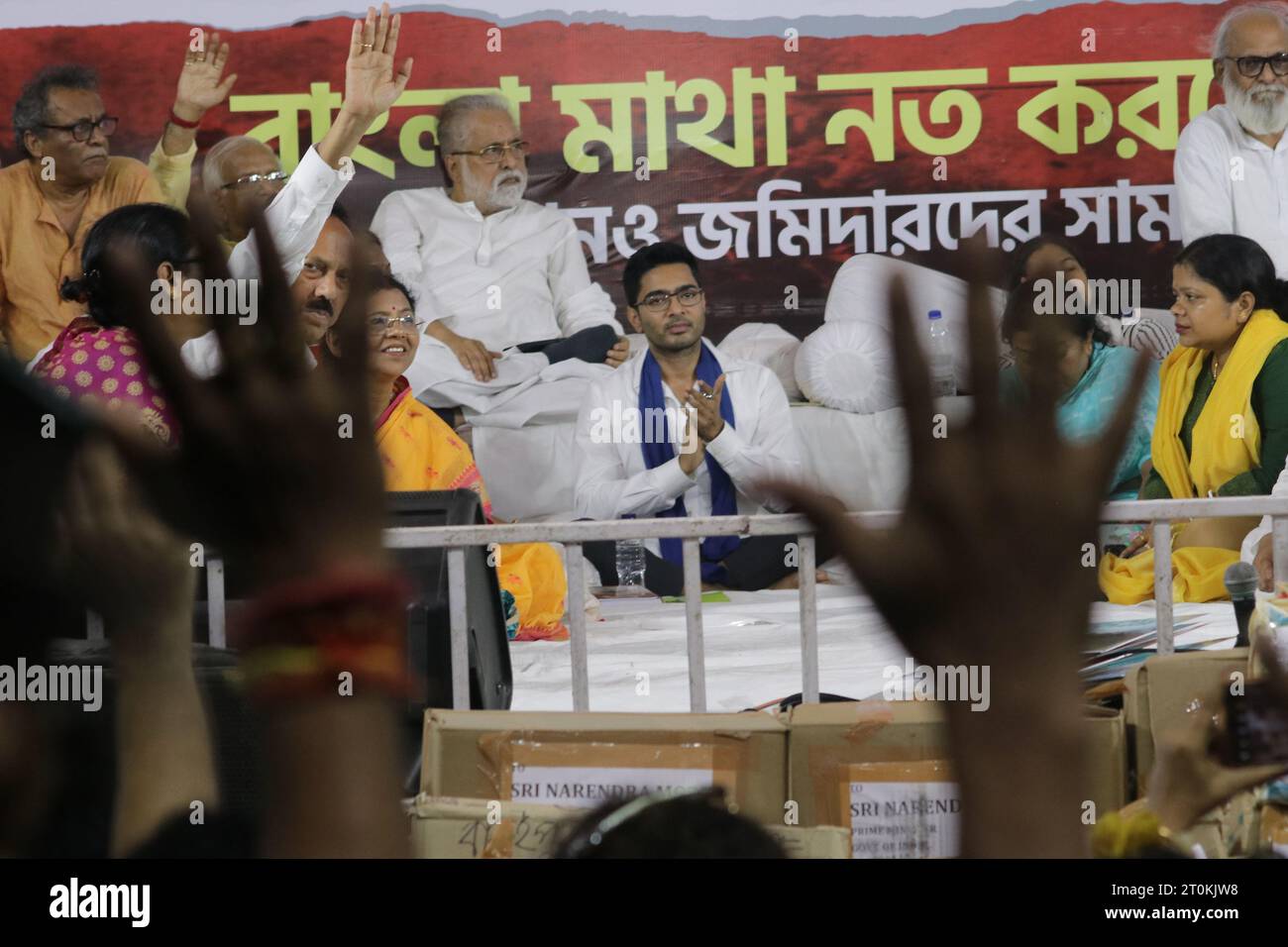 Kolkata, West Bengal, India. 7th Oct, 2023. TMC General Secretary Abhishek Banerjee sits on a ...