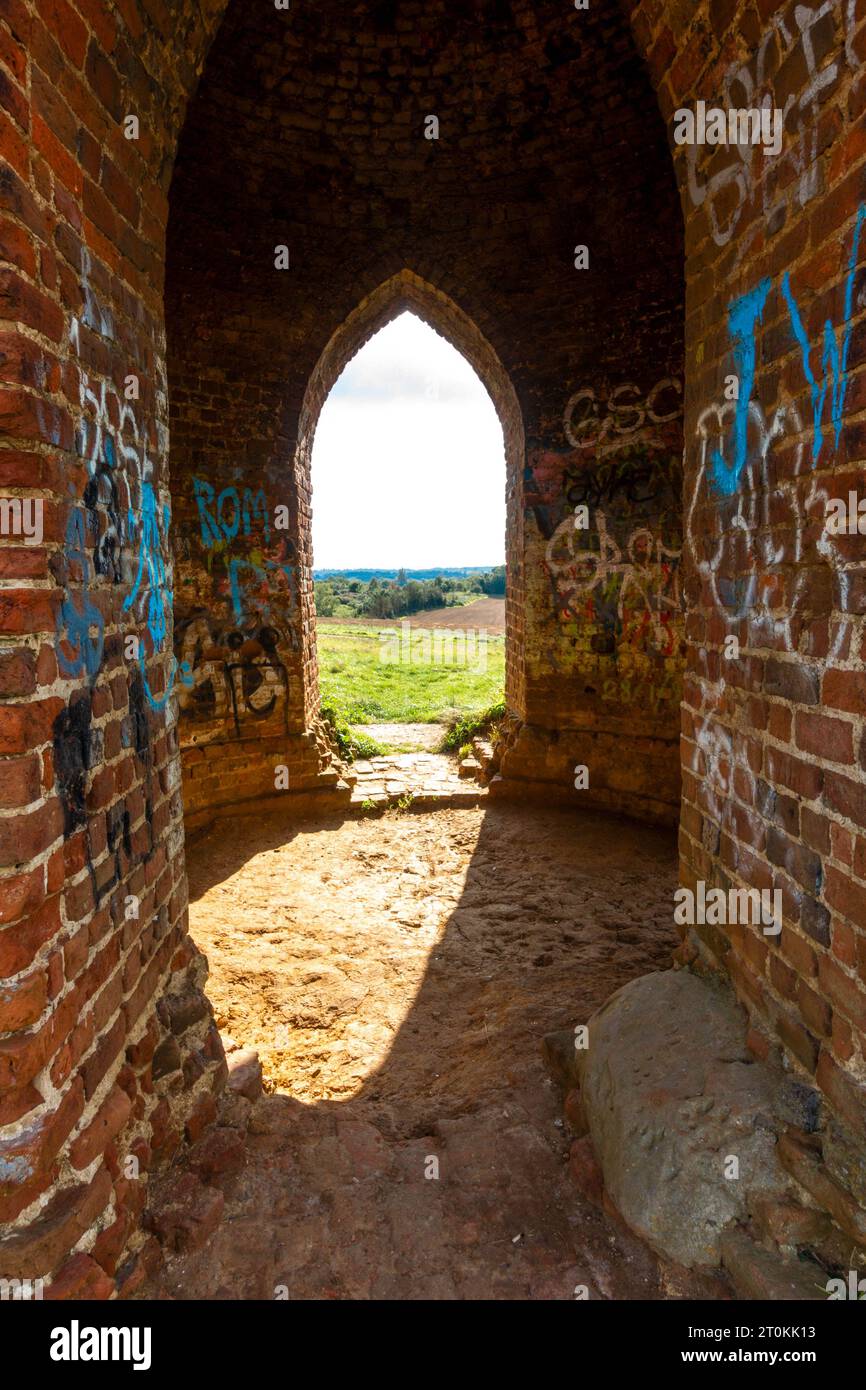 Inside Wilder's Folly at Reading, Berkshire, UK with an archway doorway ...