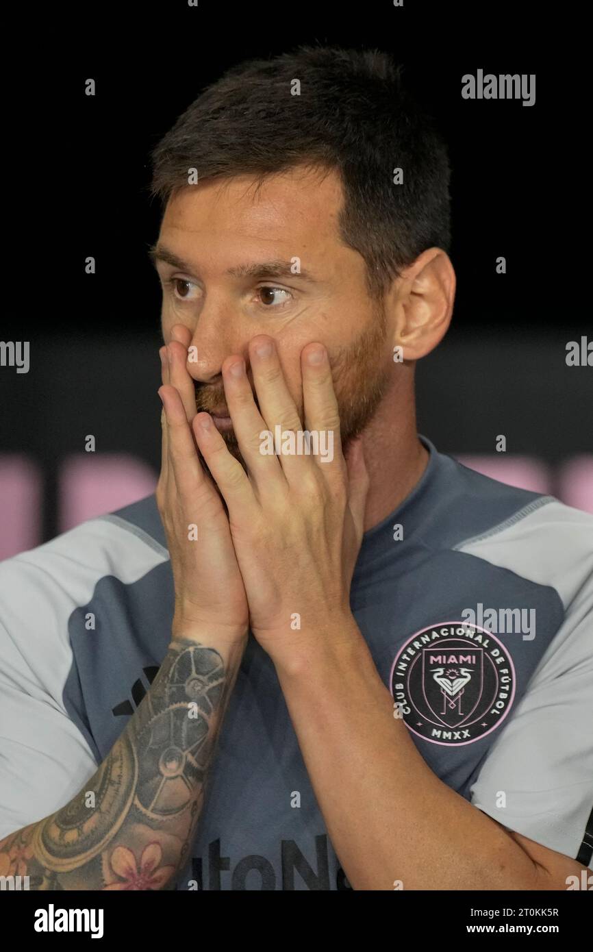 Inter Miami forward Lionel Messi sits on the bench as a potential ...