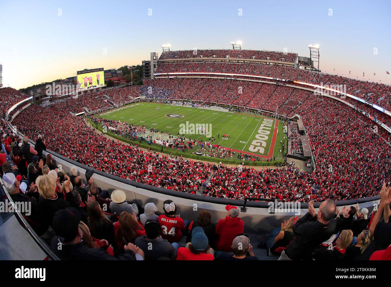 ATHENS, GA - OCTOBER 07: An overview of the stadium and Vince Dooley ...