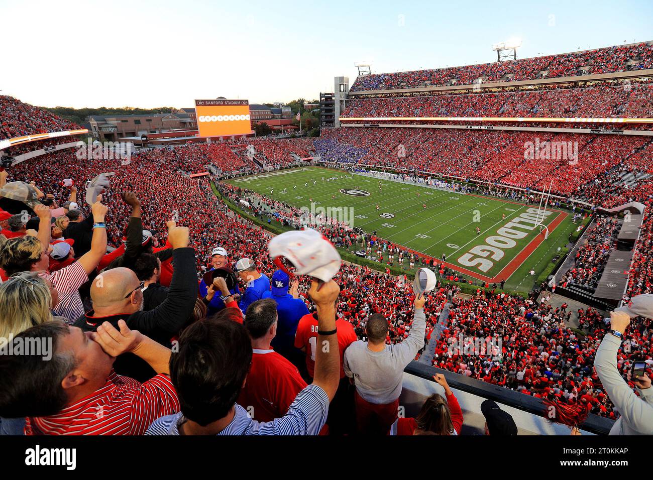 ATHENS, GA - OCTOBER 07: An overview of the stadium and Vince Dooley ...