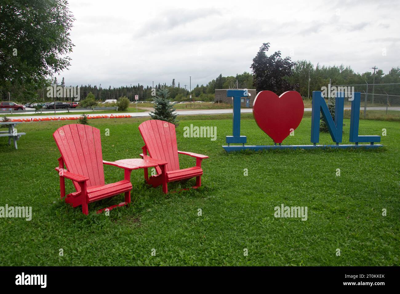 I love NL sign and red Adirondack chairs in Deer Lake, Newfoundland ...
