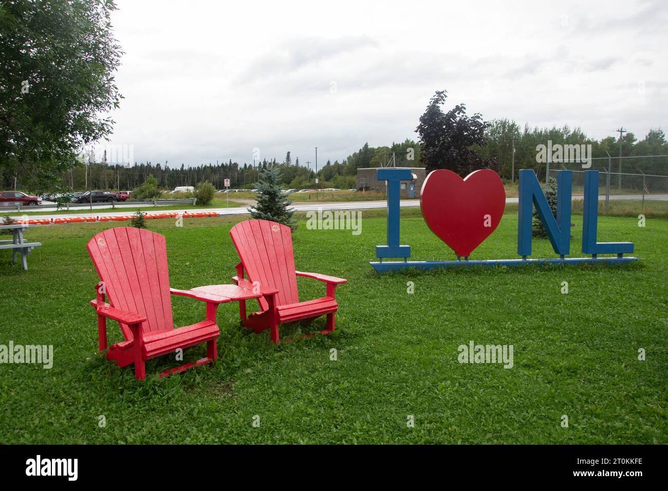I love NL sign and red Adirondack chairs in Deer Lake, Newfoundland ...