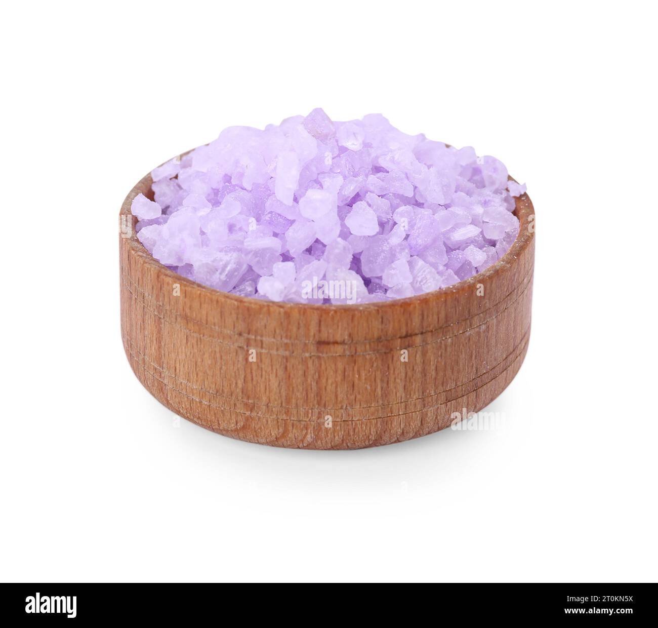 Wooden bowl with violet sea salt isolated on white Stock Photo - Alamy