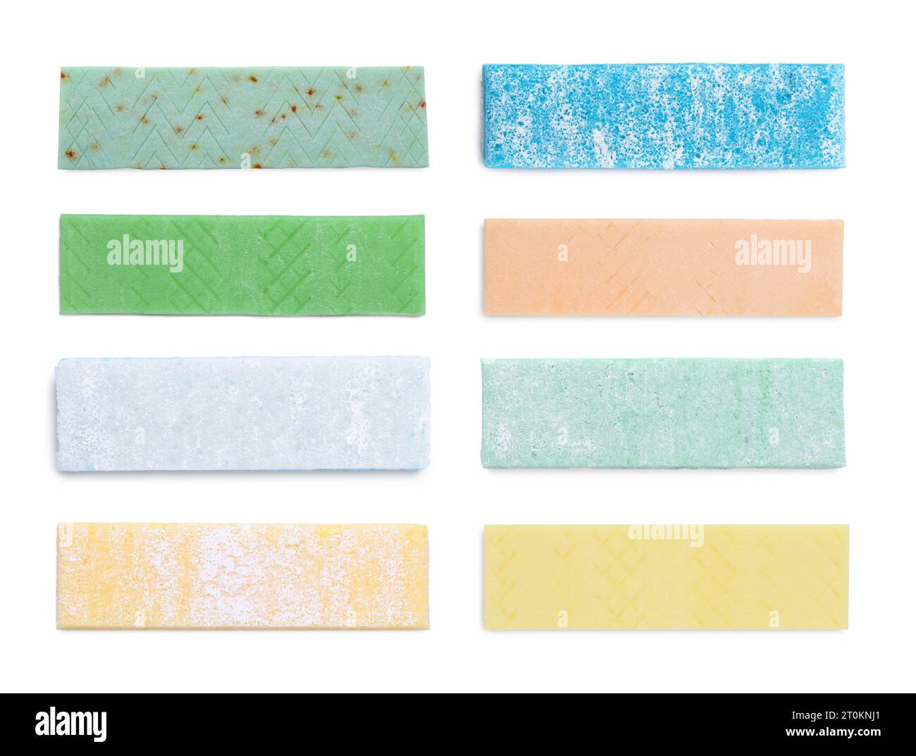 Set of colorful bubble gums isolated on white, top view Stock Photo - Alamy