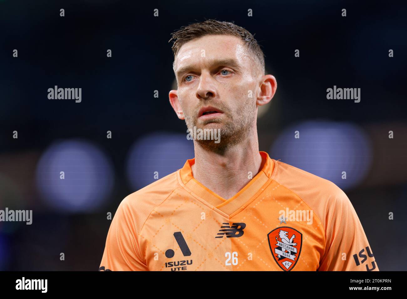 Sydney, Australia. 07th Oct, 2023. James O'Shea of Brisbane Roar looks ...