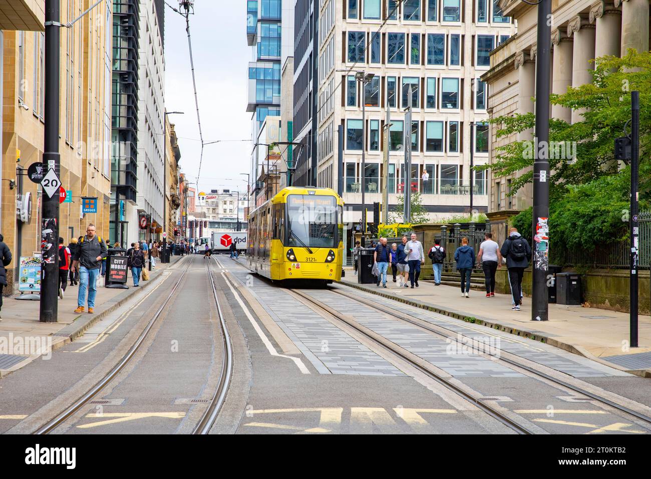 Manchester England light rail tram Bee network train carriage in ...