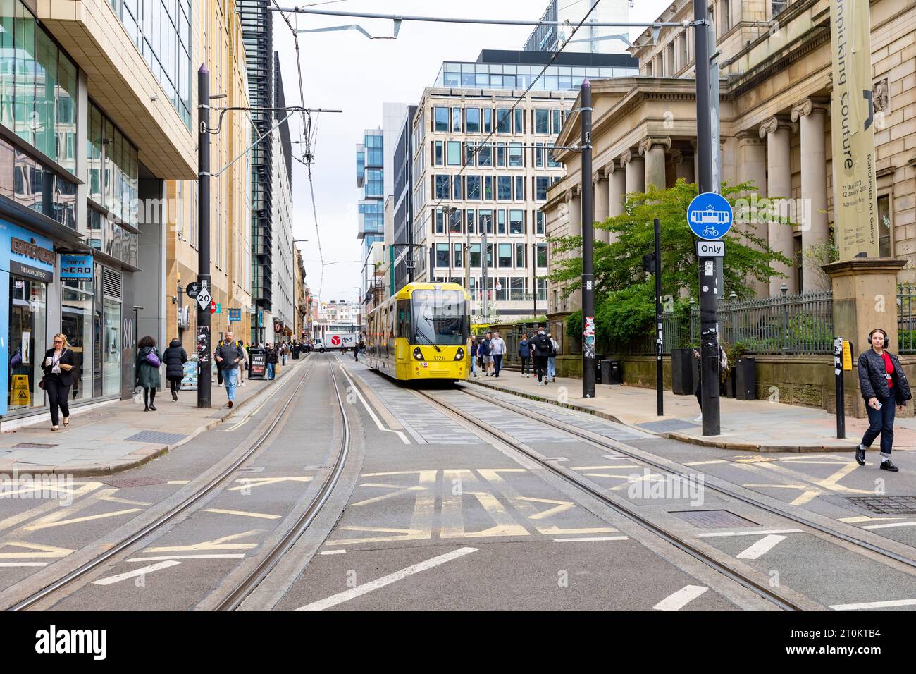 Manchester England light rail tram Bee network train carriage in ...
