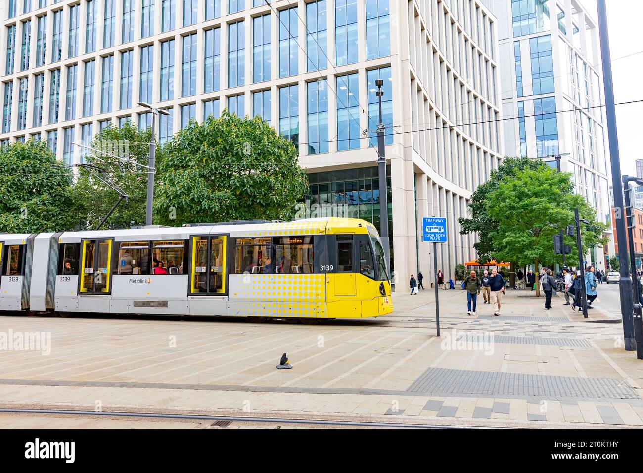 Manchester England light rail tram Bee network train carriage in ...
