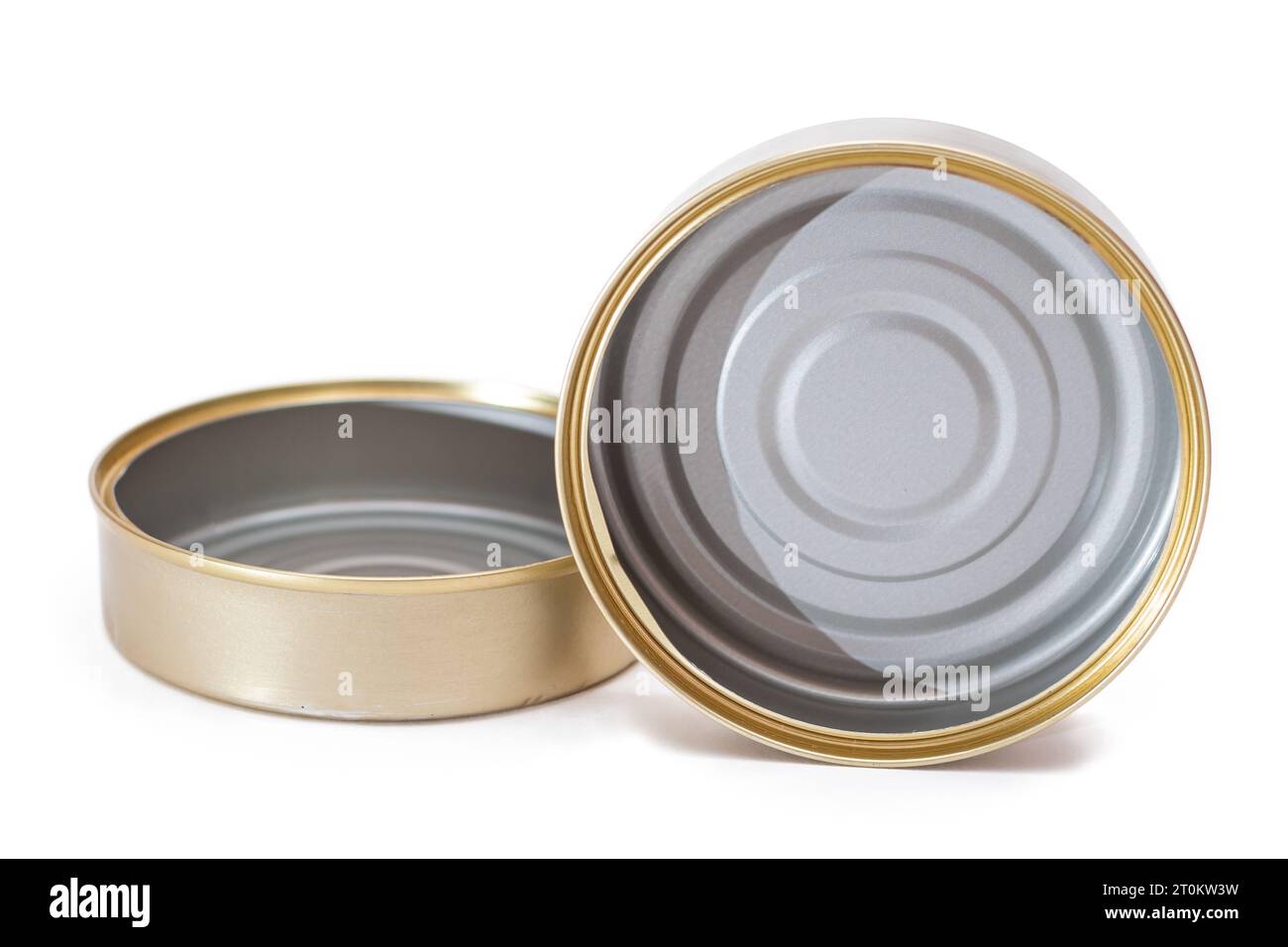 Two Opened Empty Tin Cans Isolated on White Background. Clean Used ...