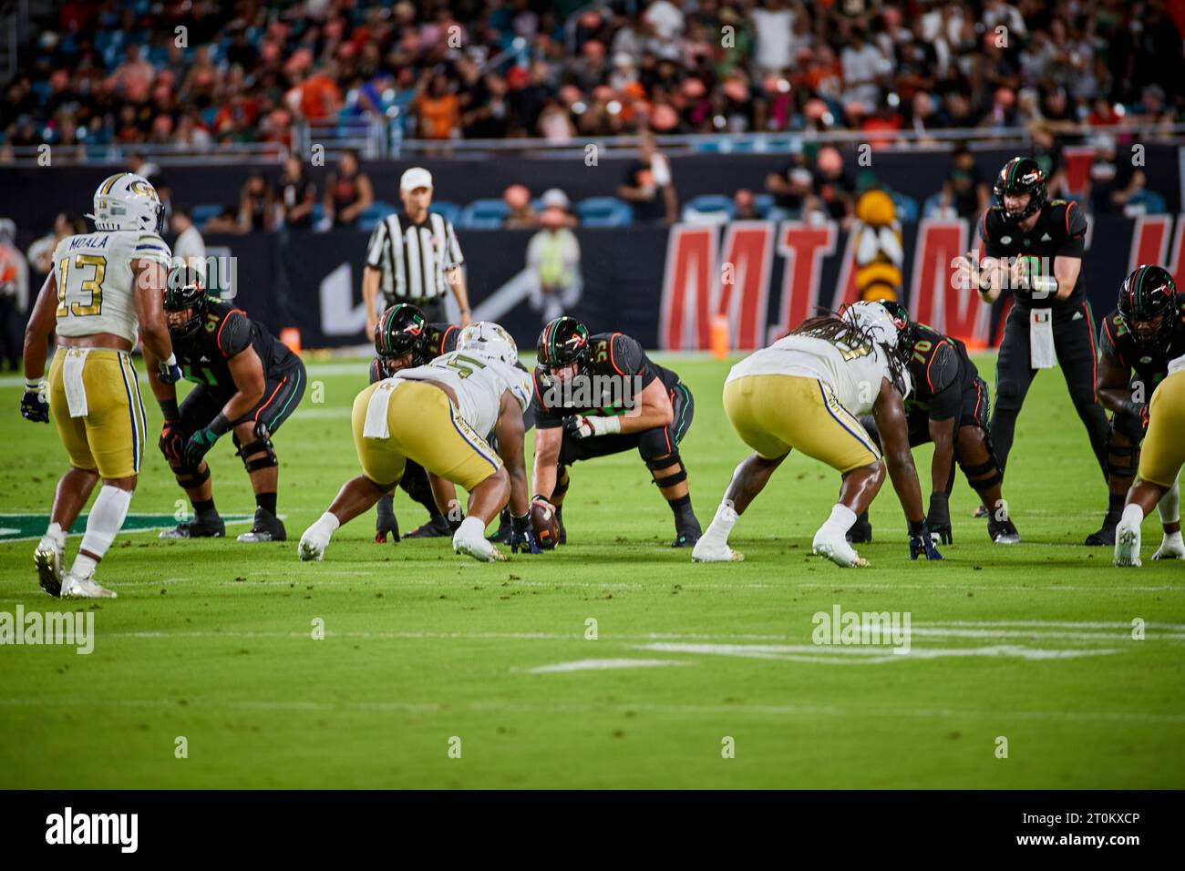 Miami, Florida, USA. 7th October 2023. 13-Paul Moala of Georgia Tech ...