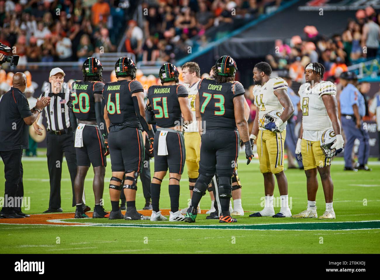 Miami, Florida, USA. 7th October 2023. 20-James Williams of Miami Canes ...