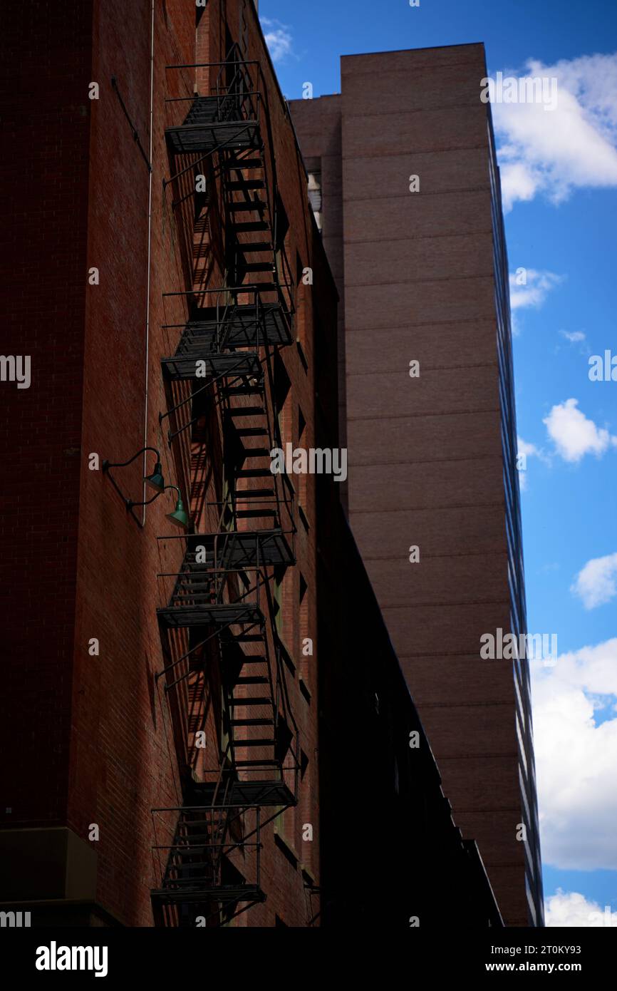 Old fire escape on an old brick wall. American vintage style Stock ...