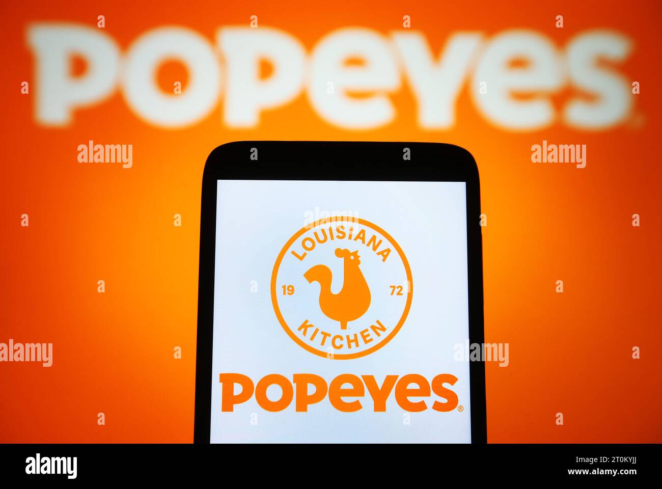 Ukraine. 08th Oct, 2023. In this photo illustration, Popeyes Louisiana ...