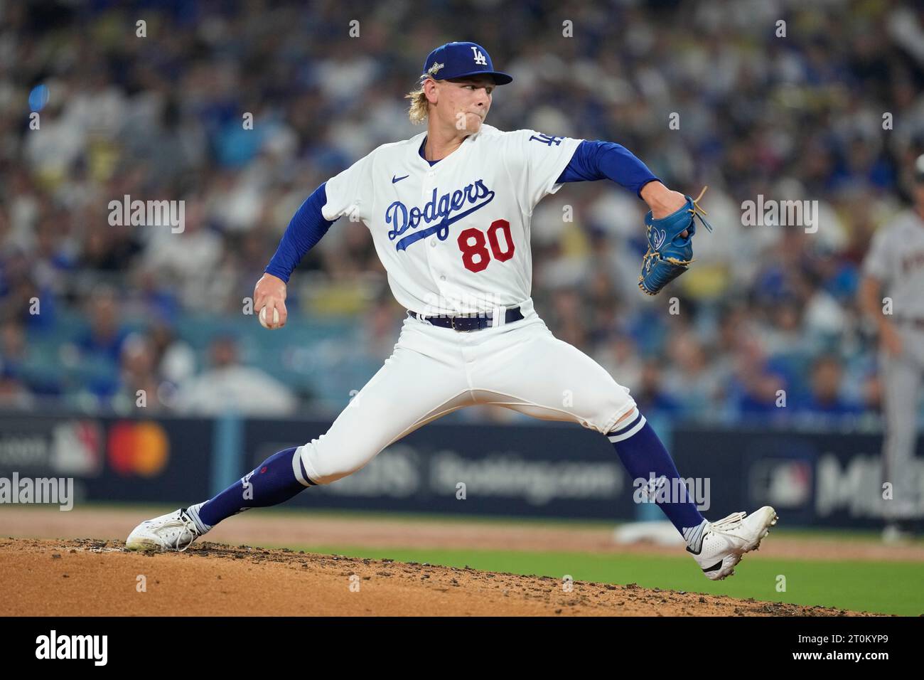 Los Angeles Dodgers relief pitcher Emmet Sheehan works against an ...