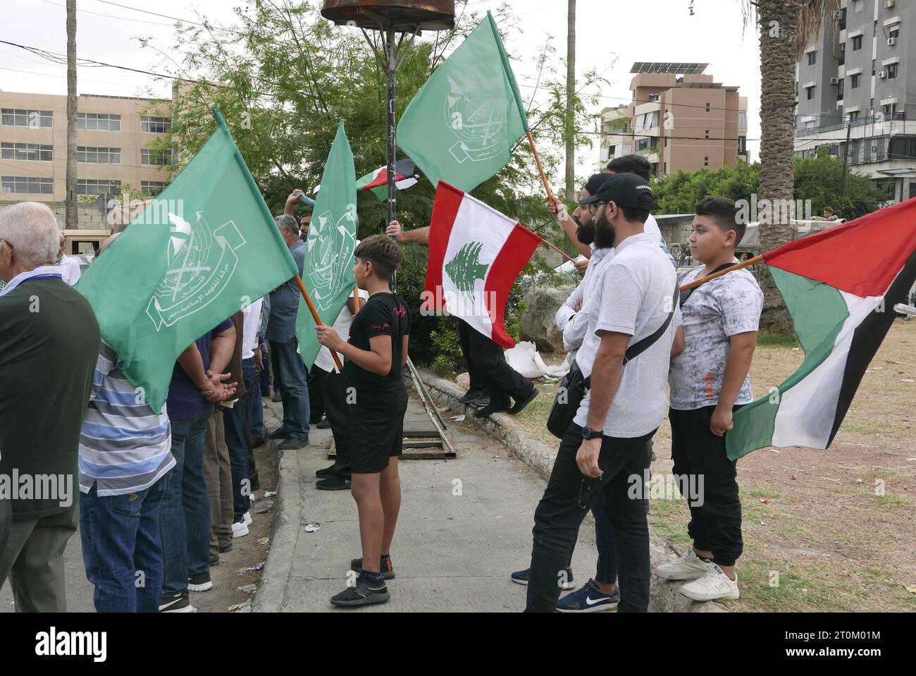 Saida, Lebanon. 07th Oct, 2023. Activists celebrate Hamas' attack to ...