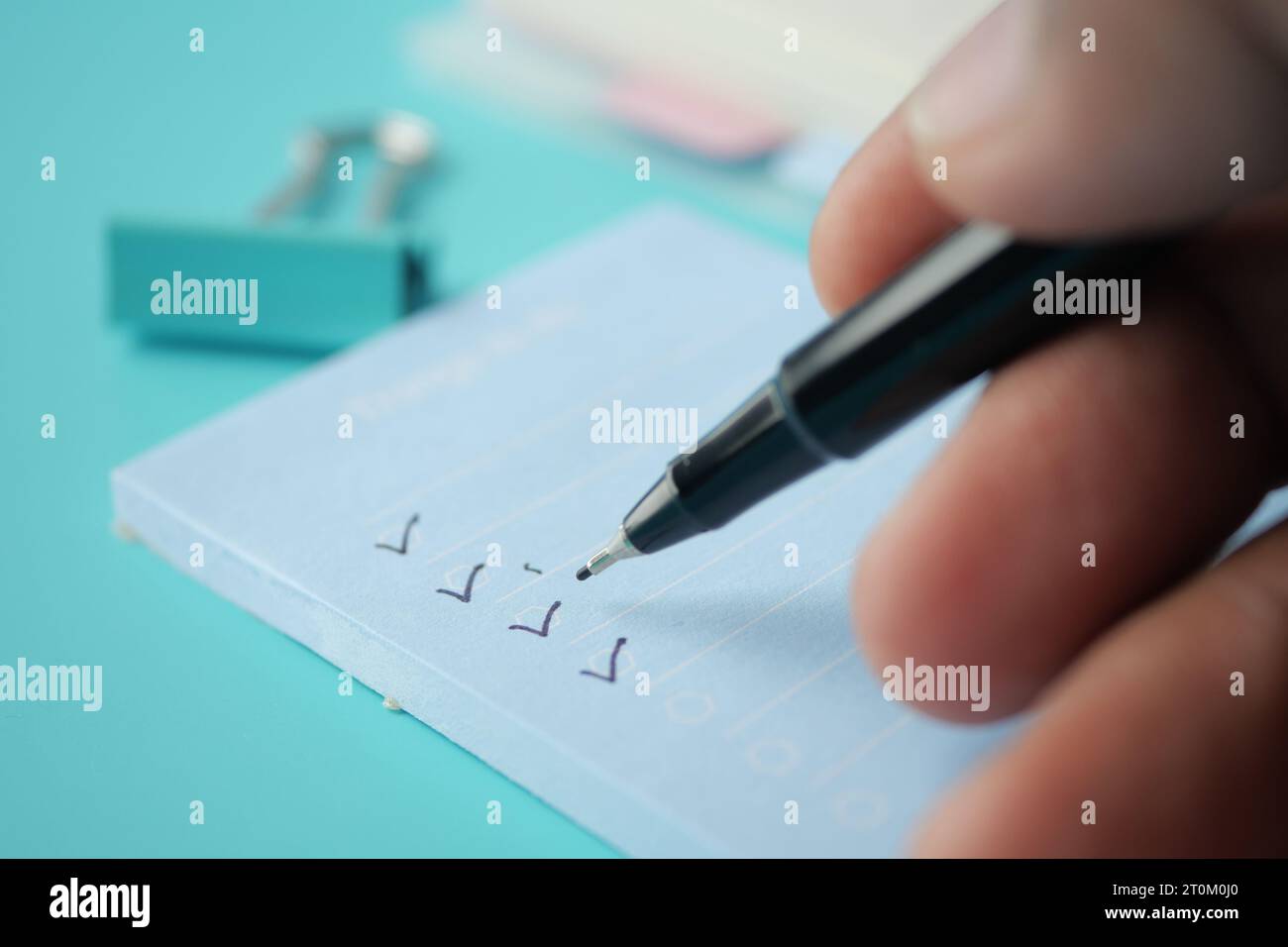 check mark on a check box on a paper Stock Photo - Alamy