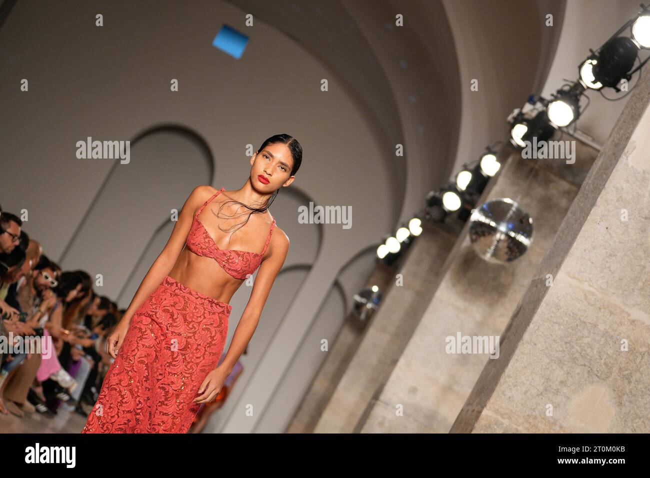 Lisbon, Portugal. 07th Oct, 2023. A model walks the runway during Nuno Baltazar fashion show at ...