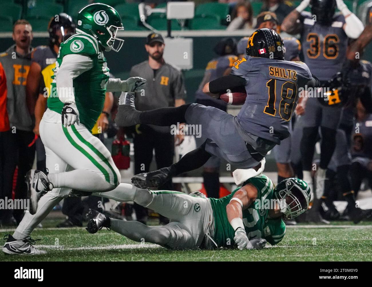 Regina, Canada. 07th Oct, 2023. Hamilton Tiger-Cats quarterback Matthew ...