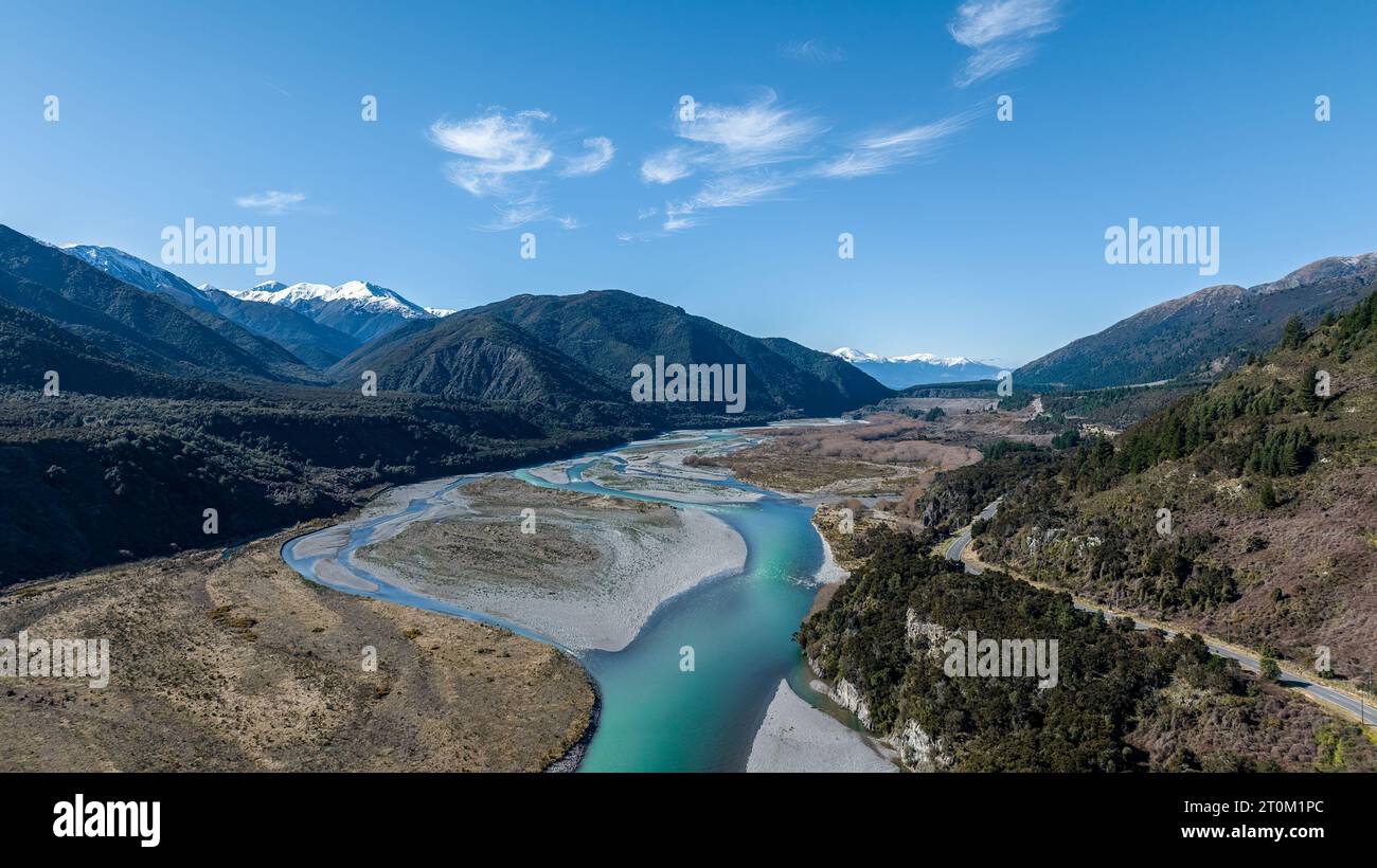 Aerial view braided river rocky hi-res stock photography and images - Alamy