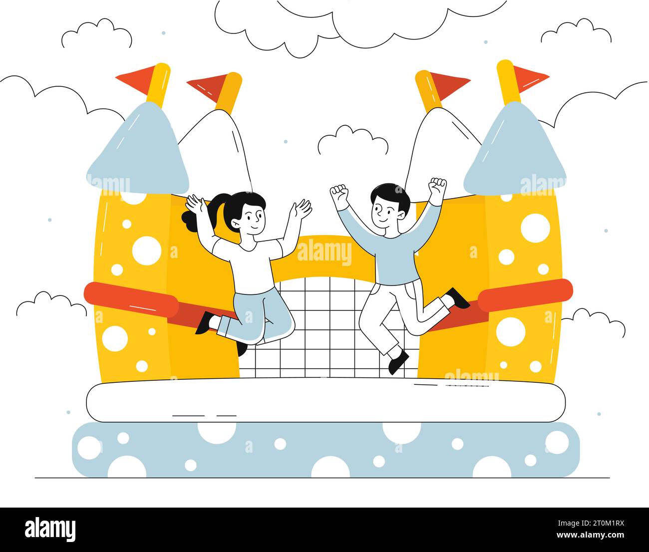 Children trampoline vector line concept Stock Vector Image & Art - Alamy
