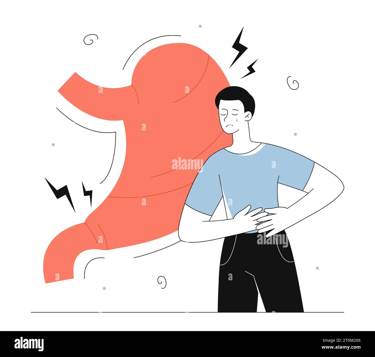 Man with gastric problems vector line Stock Vector Image & Art - Alamy