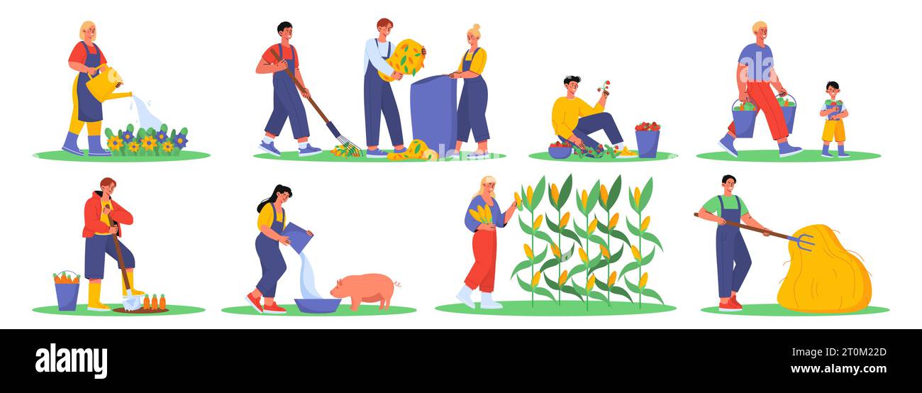 Set of farm work vector concept Stock Vector Image & Art - Alamy