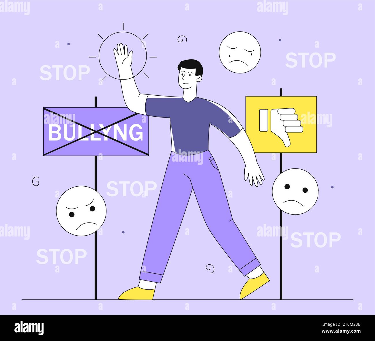 Stop bullying vector line concept Stock Vector Image & Art - Alamy