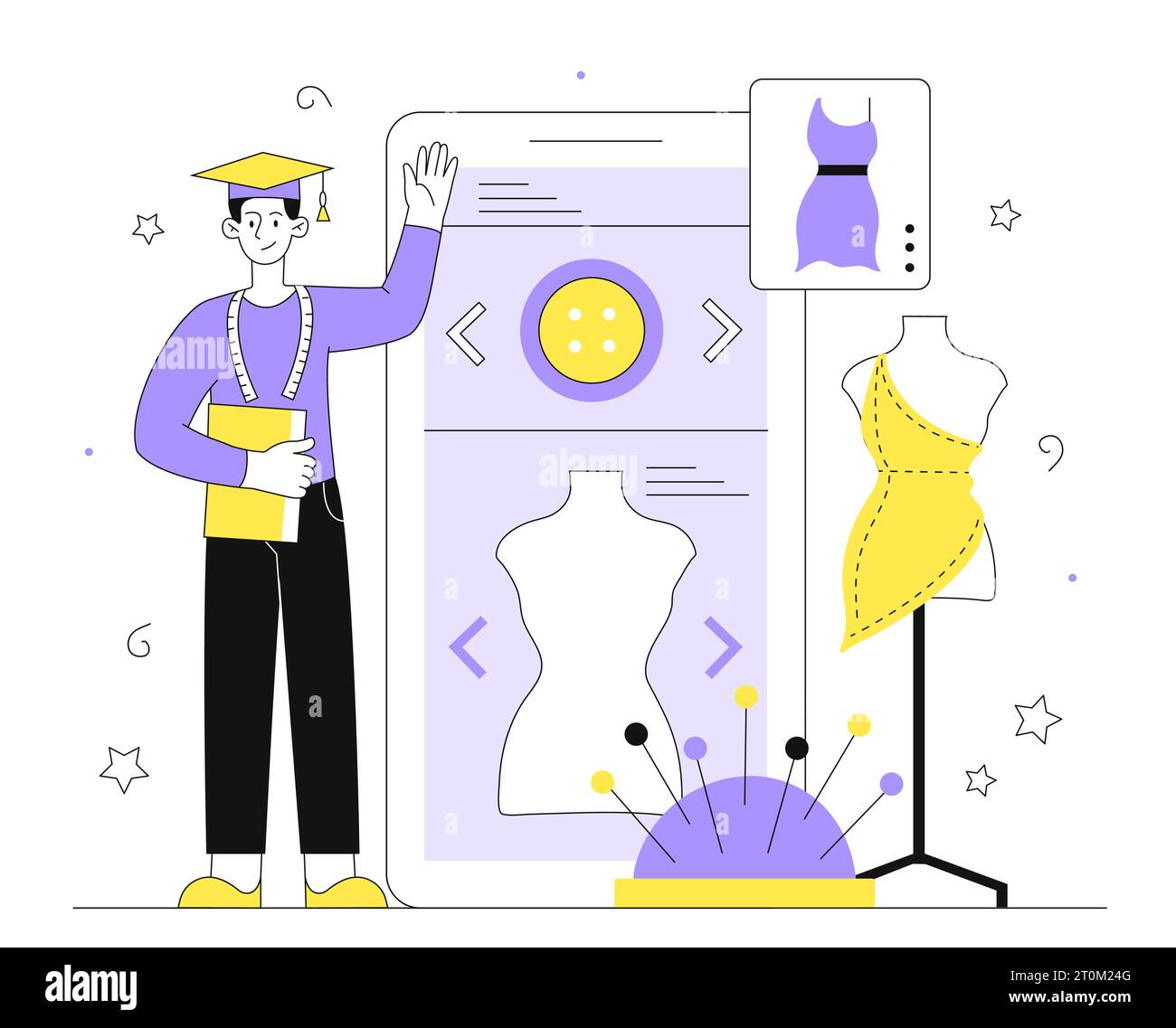 Man with online courses vector line Stock Vector Image & Art - Alamy