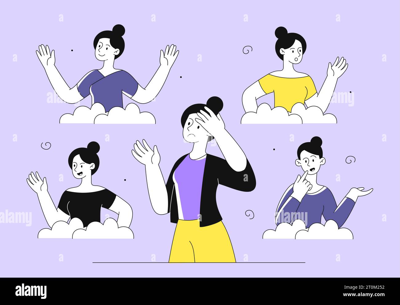 Woman with mood swings vector line Stock Vector Image & Art - Alamy