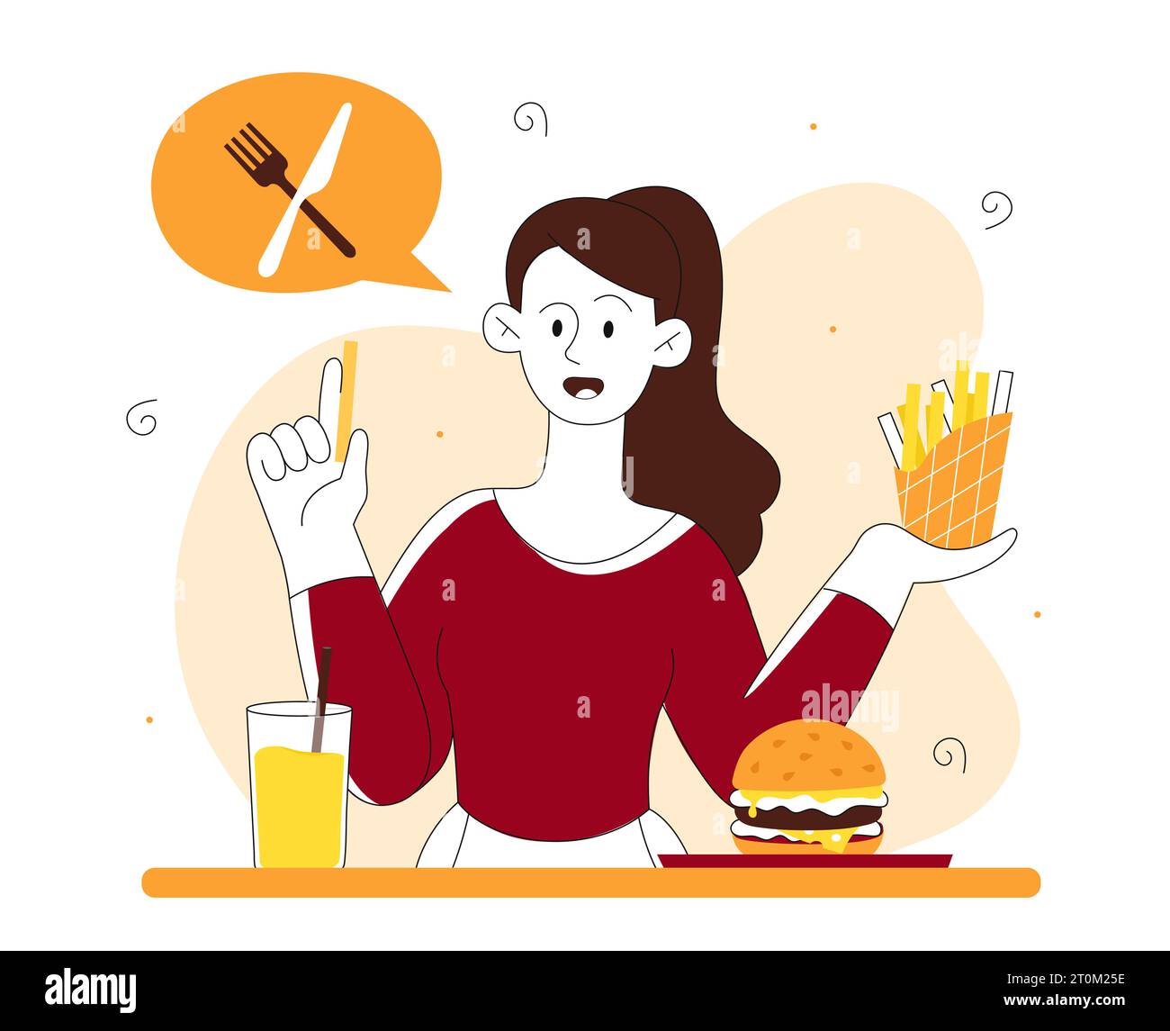 Woman cartoon fast food hi-res stock photography and images - Alamy