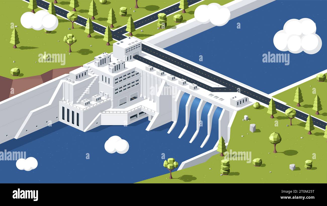 Hydropower vector low poly model Stock Vector Image & Art - Alamy