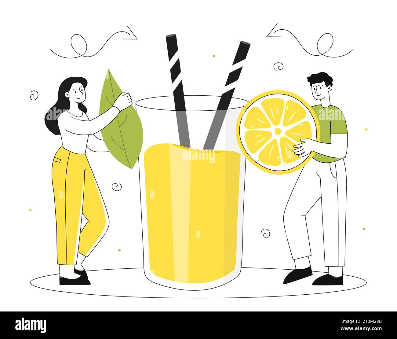People with lemonade vector line concept Stock Vector Image & Art - Alamy