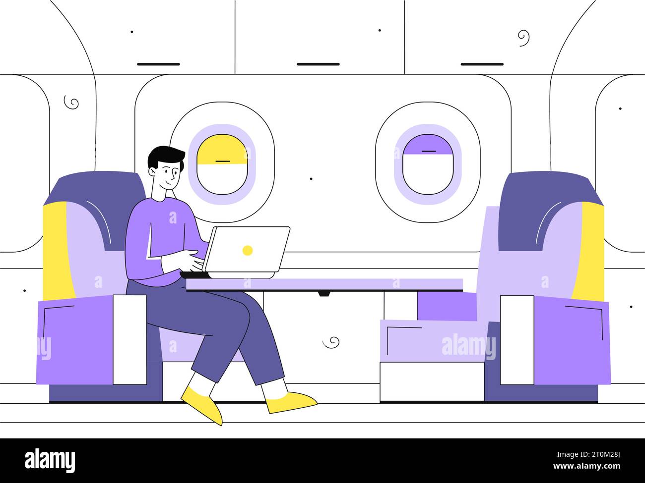 Man Inside Airplane Vector Line Concept Stock Vector Image And Art Alamy