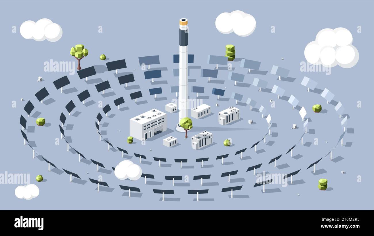 Solar thermal energy low poly model vector Stock Vector Image & Art - Alamy