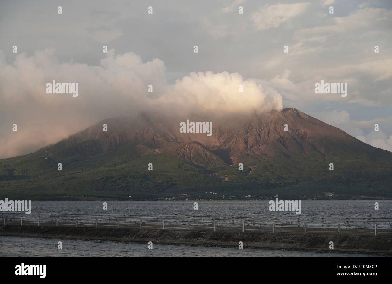 Sakurajima island during sun set is pictured in Kagoshima City on Aug ...