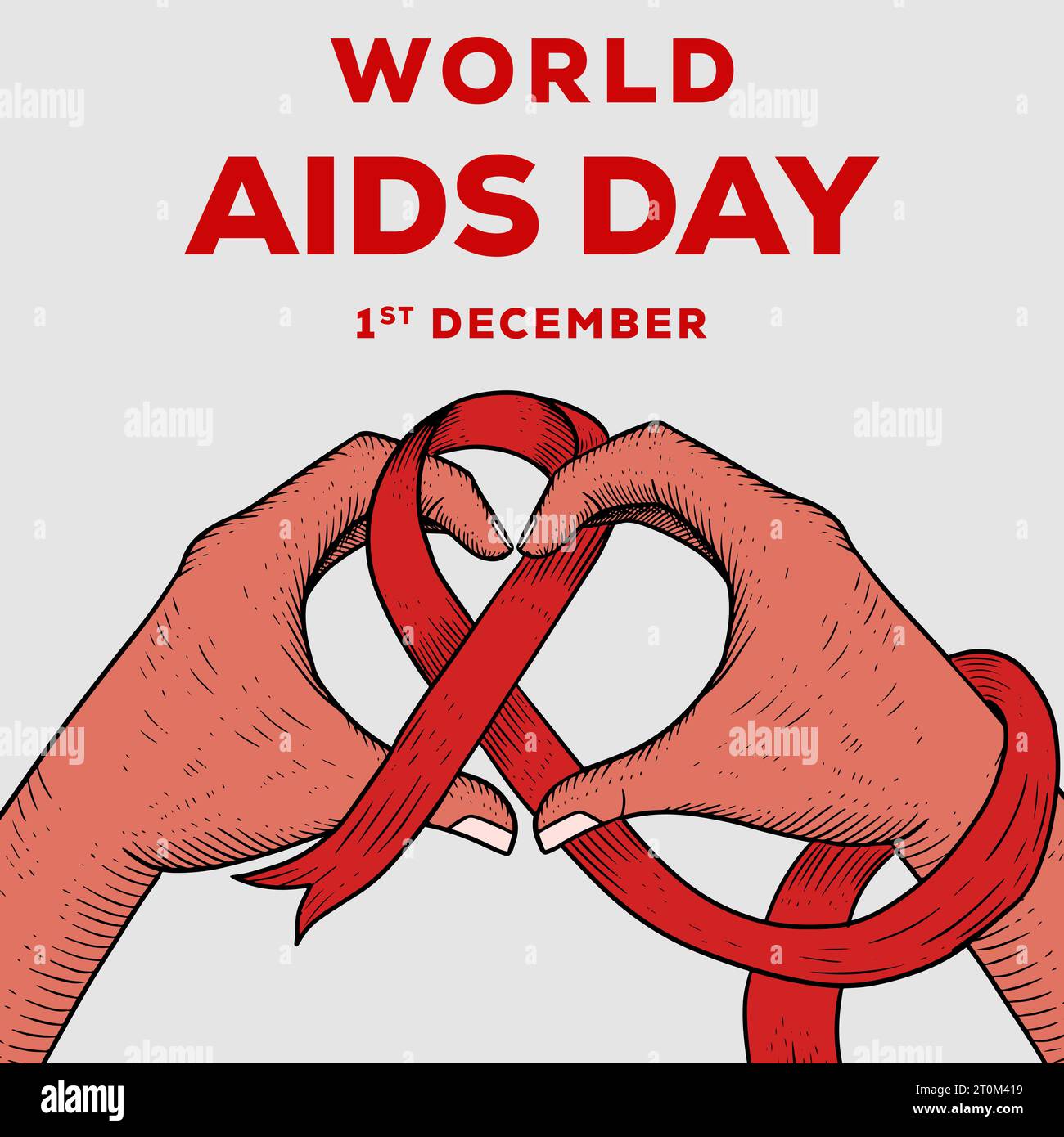 hand drawn world aids day illustration with hands and red ribbon Stock Vector Image & Art - Alamy